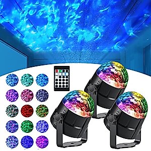3 Pcs Ocean Wave Projector Light Outdoor Water Wave Effect Night Lights Projector 15 Colors Ocean Ripple Projection with Remote for Garden Indoor Wedding Party Holiday Disco Kids