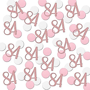 Rose Gold 84 Confetti, 84th Glitter Birthday Number Confetti, 200pcs Anniversary Party Table Decoration Supplies