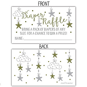 50 Twinkle Twinkle Little Star Diaper Raffle Tickets | Gender Neutral Baby Shower Game