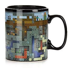 Minecraft XL Heat Change Travel Coffee or Tea Mug - Paladone Large Coffee Cup 550ml Featuring Mine Scene From the Game