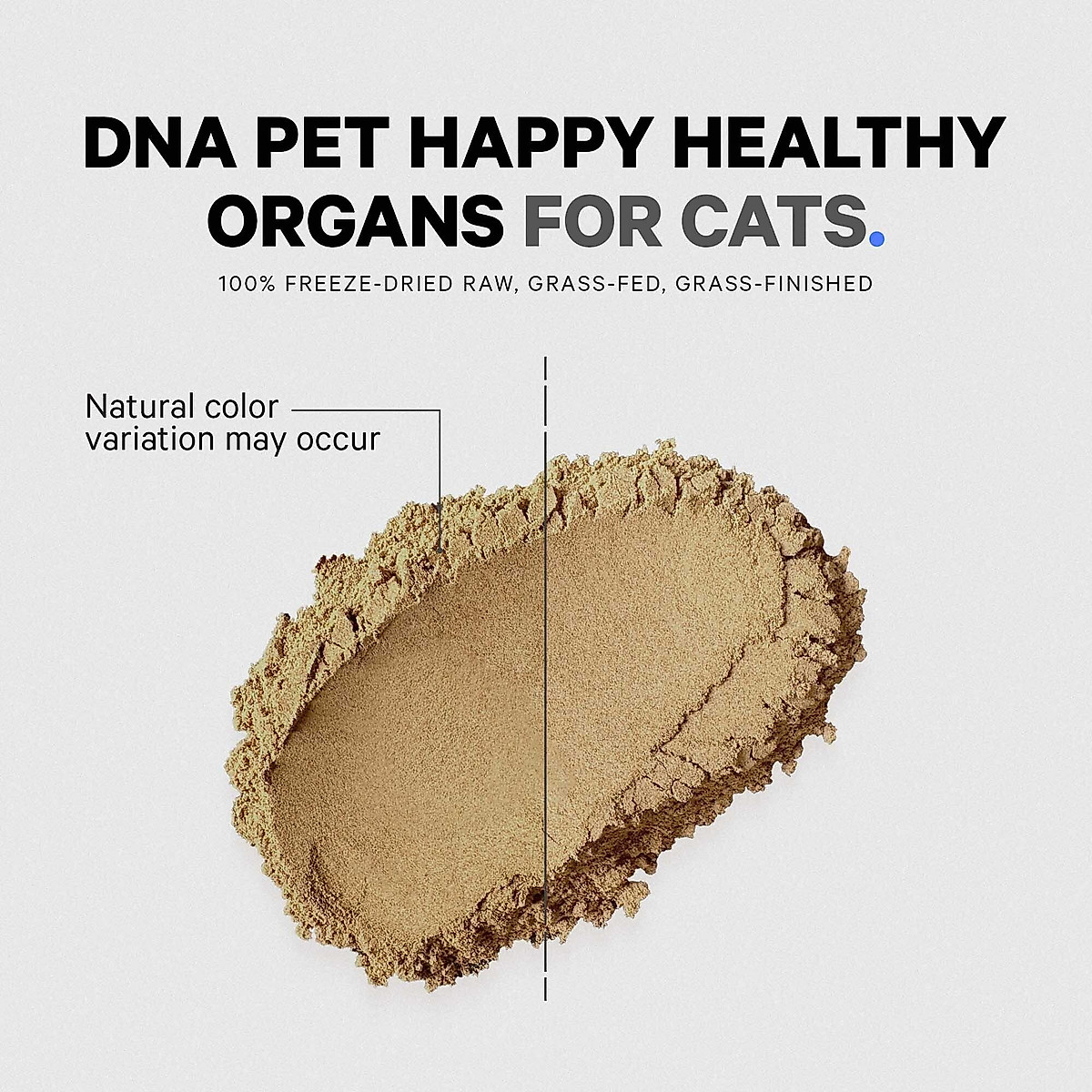 DNA PET Happy Healthy Organs & Glands Supplement For Cats, Freeze-Dried Raw Bovine Liver Grass-Fed Bone Marrow Heart Kidney Pancreas, Bovine Thymus Iron Multi Organ Powder, Joints Cat Vitamins 1.48 oz