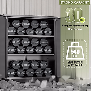 Oakmont Metal Storage Cabinet for Tool Organization, 42" Lockable Garage Storage Cabinets with 2 Doors and 4 Adjustable Shelves, Locking File Cabinet for Office, Home, School (42”-Black)