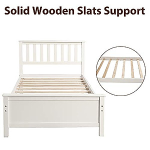 Merax Twin Bed Frame, Platform Bed with Headboard, Footboard and Wood Slat Support, No Box Spring Needed