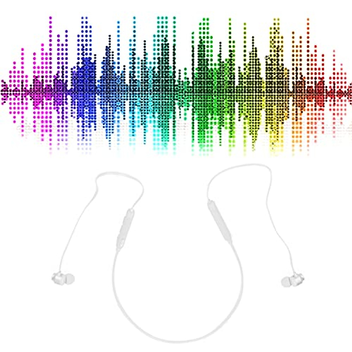 Bluetooth 5.1 Headphones, Neck Mounted Sports Headphone Wireless Neckband Earbud Noise-Cancelling Stereo Headset Portable Earphones for Exercise(White)