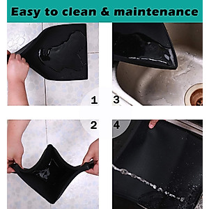 Luccov Trash Can Mat, Waterproof Raised Edge Silicone Under Garbage Can Mat, 11.8" X18.9" Non-Slip Trash Can Pad for Kitchen Office Bedroom Reduce Floor Carpet Wall Scratches, Black