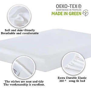 ELINEN 100% Supima Cotton Sheets 600 Thread Count,Bed Sheet Set King Size Sheets 4 Pieces,Soft & Silk Sateen Weave, Fits Mattress Up to 18",Deep Pocket, Breathable & Fade Resistant(White,King)