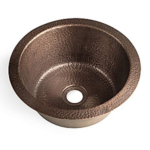 Monarch Abode 17096 Pure Copper Hand Hammered Essex Dual Mount Bar Prep Sink (12 inches)