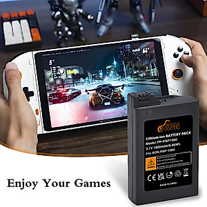 Pickle Power PSP 1000 Battery, 1800mAh PSP Battery and Charger Cable for Sony PSP 1000 PSP-110 (1001, 1002, 1003, 1004, 1005, 1006, 1007, 1008, 1010), PSP Fat Console