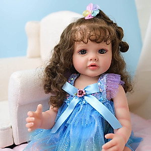 Pinky Reborn Lifelike Baby Dolls Girl 22 Inch Full Silicone Vinyl Body Reborn Baby Realistic Newborn Baby Dolls Toy for Collection & Kids Age 3+