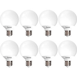 Sunco 8 Pack Vanity Globe Light Bulbs G25 LED for Indoor Bathroom Mirror Living Area, CRI92 2700K Soft White, Dimmable 450 LM, 6W, E26 Base, Round Frosted Classic Ambient Decorative Bulb, UL