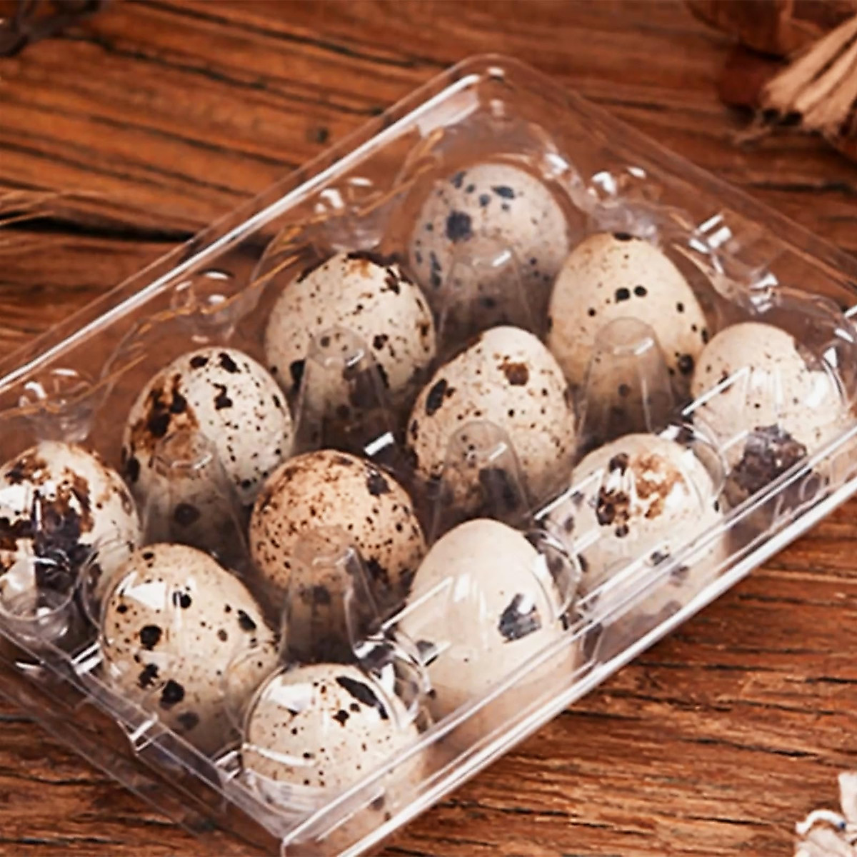 MANCHAP 150 Pack 12 Grids Plastic Quail Egg Carton Bulk, Clear Quail Eggs Carton Holders, Small Trays Stackable Storage Dispenser Case for Small Quail Eggs, Pigeon Eggs, Clear