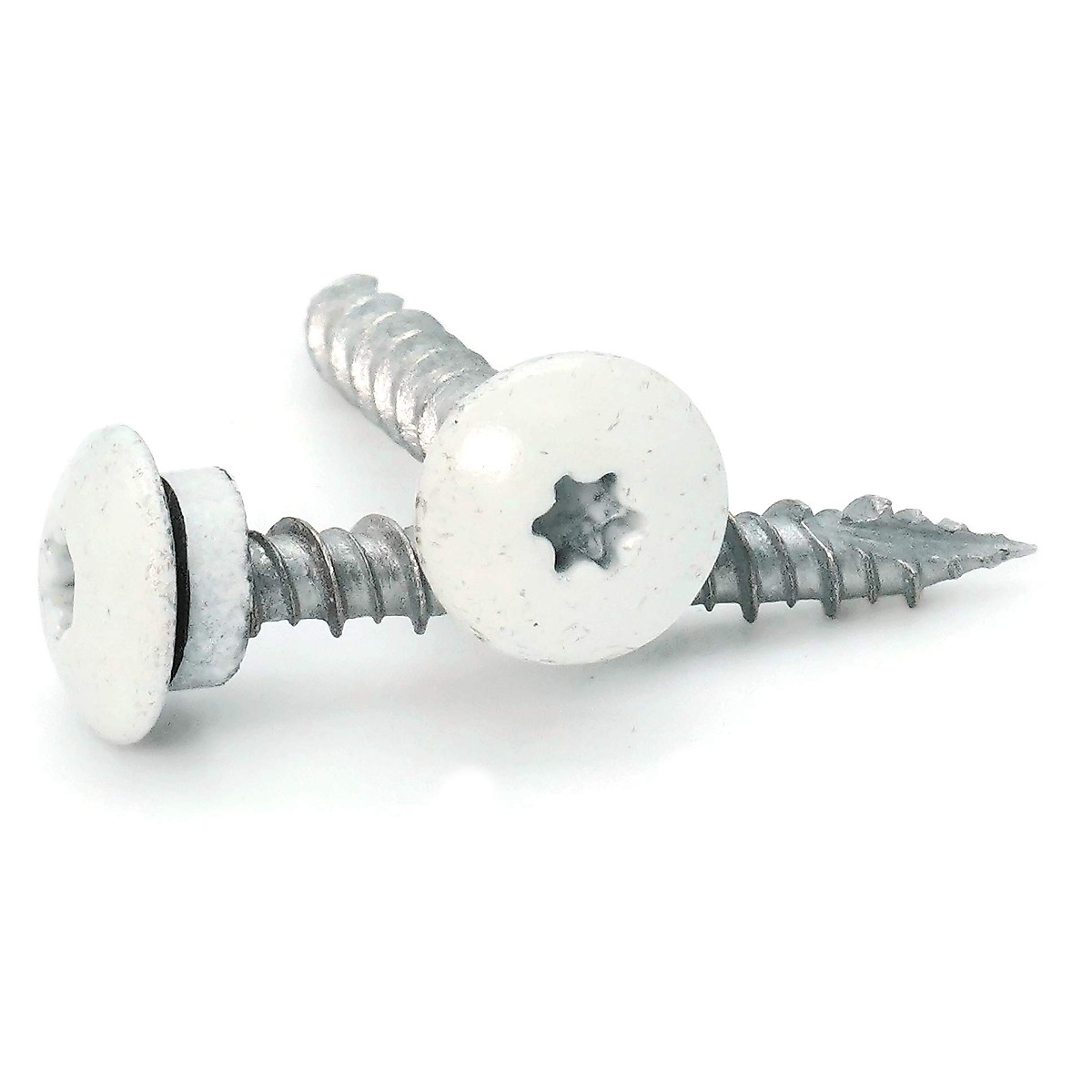 Low Profile Mechanical Galvanized Roofing Screws White Finish - #10 x 1" Qty 250