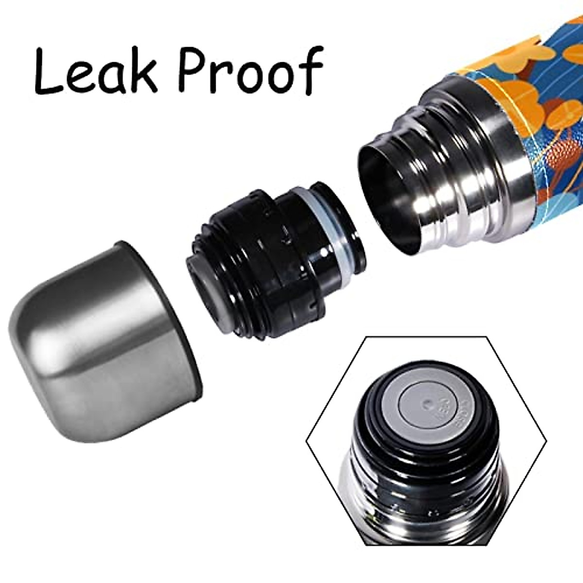 Stainless Steel Leather Vacuum Insulated Mug Flower Thermos Water Bottle for Hot and Cold Drinks Kids Adults 16 Oz