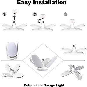 HCDIM Garage Light 60W Tribright LED Garage Lights 6000LM E26 Deformable Garage Lights 6500K LED Triple Glow LED Light Trilight Flexled Garage Ceiling Lights Shop Lights for Garage, Workshop