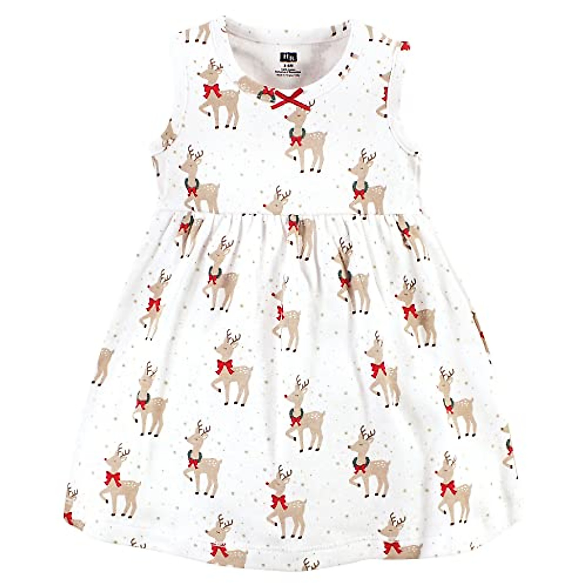 Hudson Baby Baby Girls' Cotton Dress and Cardigan Set, Fancy Rudolph, 9-12 Months
