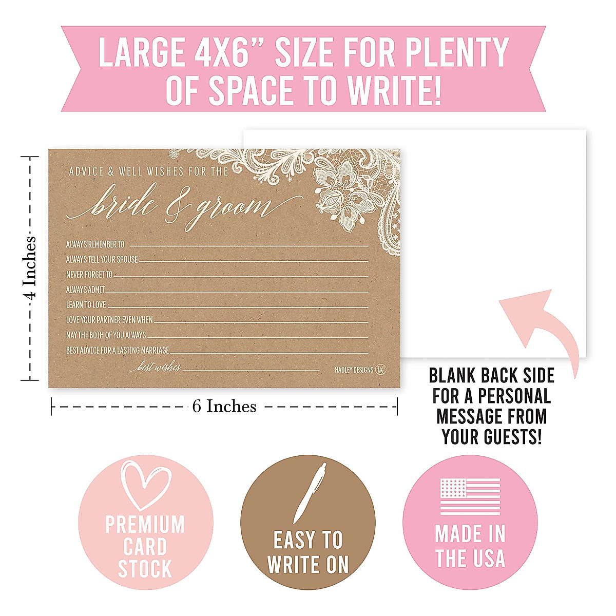 50 Wedding Advice Cards For Bride and Groom Rustic Bridal Shower Games For Guests, Wedding Card Boxes For Reception, Wedding Guest Book Alternative, Wedding Games For Guests, Advice For The Bride Card