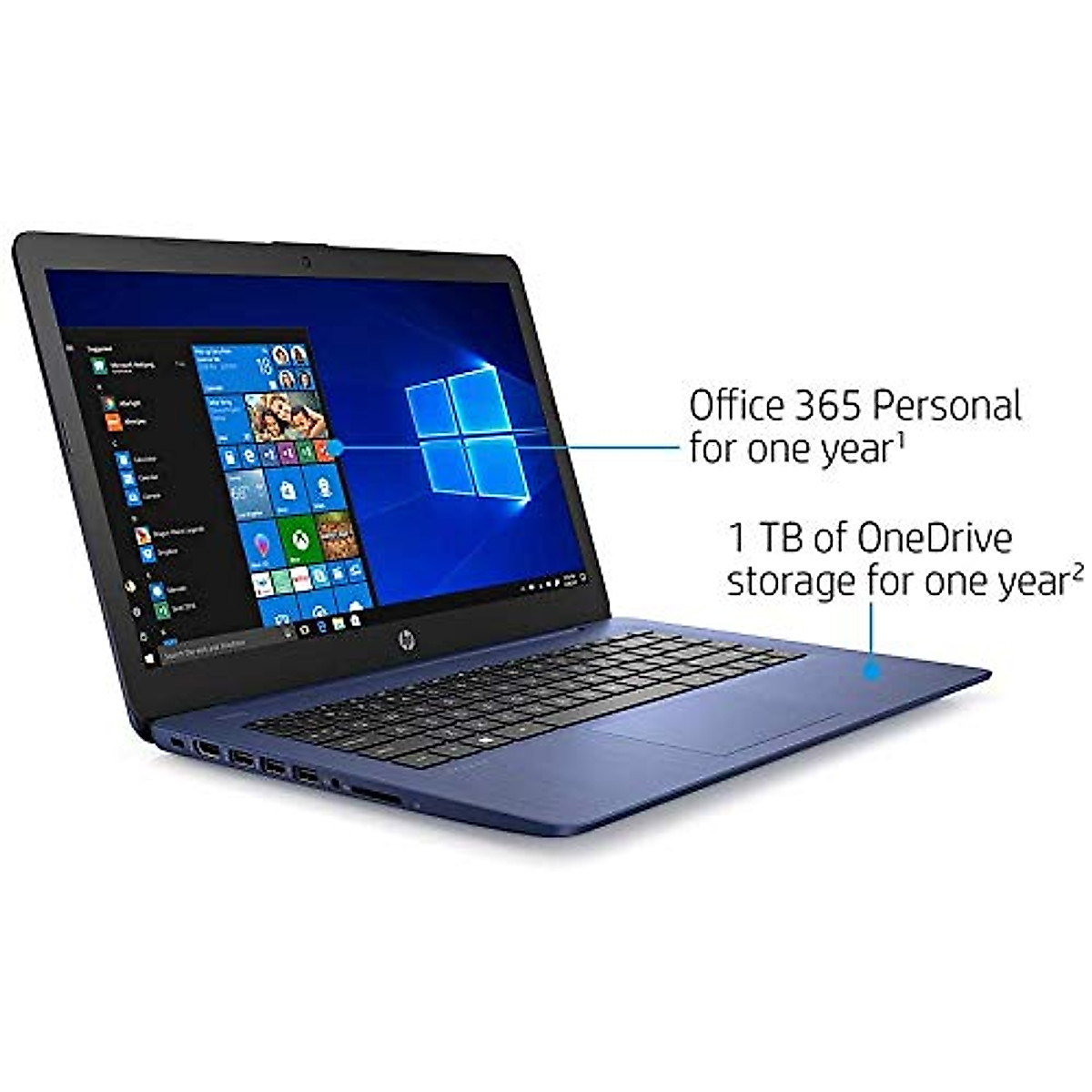 HP 2021 Newest Stream 14in HD SVA Laptop Computer, Intel Celeron N4000 Processor, 4GB RAM, 128GB Space(64GB eMMC+64GB MSD), Office 365, HDMI, Bluetooth, Windows 10, Blue, AllyFlex MP, Online Class