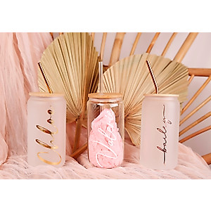 Grifil Zero Bridesmaid Gifts, Bridesmaid Proposal, Future Mrs, Customized Glass Tumbler, Frosted Glass Tumbler, Bamboo Lid Coffee Cup, Maid Of Honor Gift, Name and Title