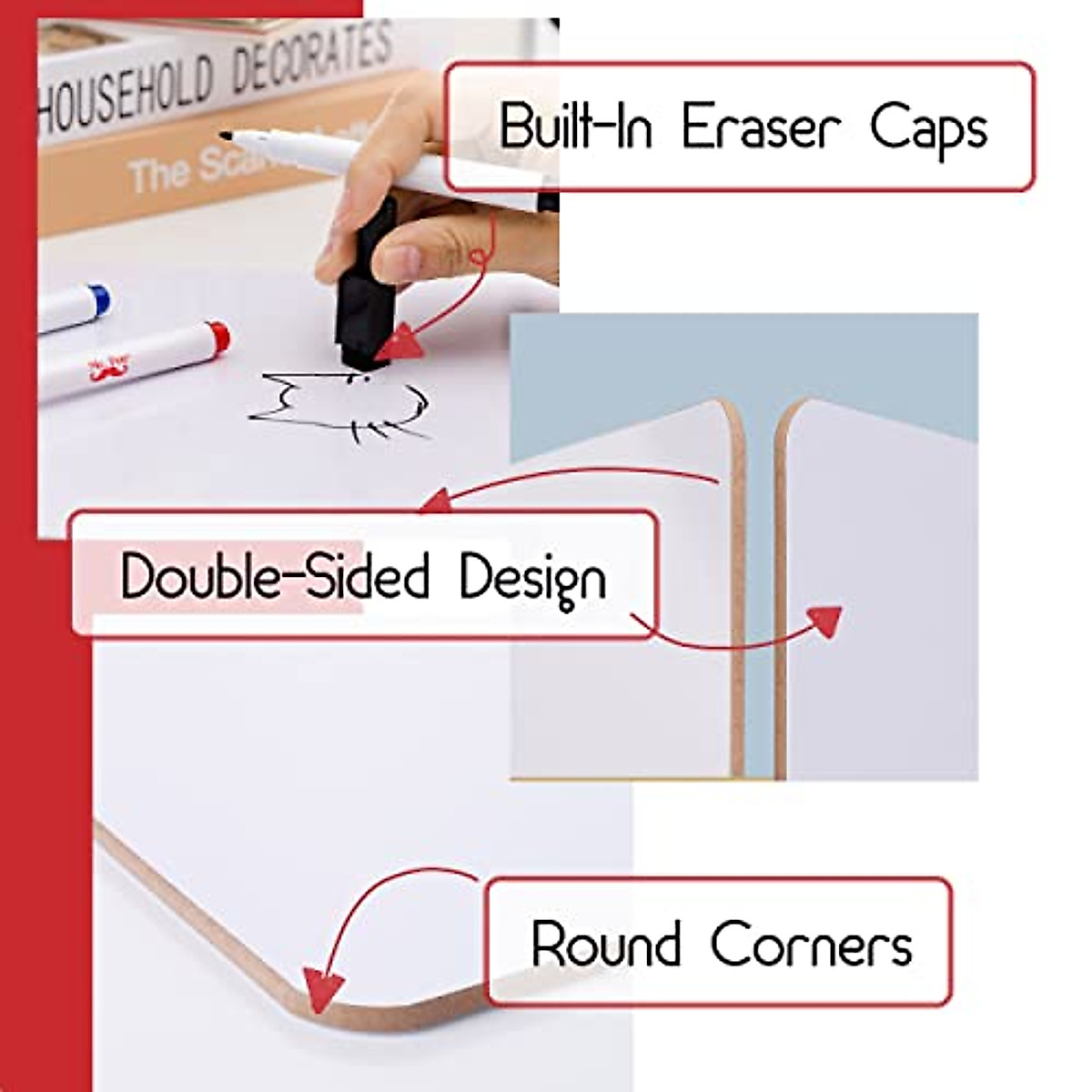 Mr. Pen- Dry Erase Lapboard, 11.75" x 8.9", Double Sided with 3 Dry Erase Markers, Mini Dry Erase Board, White Boards, Dry Erase Board for Kids, Small White Boards for Students, Dry Erase Boards