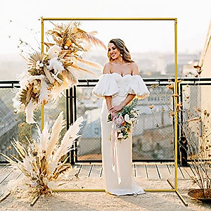 Metal Wedding Arches for Ceremony,Square Balloon Arch Frame Stand,6.6x6.6FT Wedding Arch for Birthday Garden Weddin Metal Arch Backdrop Stand (Gold)