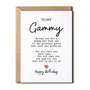 To My Gammy - Gammy Birthday Card - Gammy Is The Greatest Gifts In My Life - Birthday Card For Gammy - Gift For Gammy Card- Christmas Gifts For Gammy