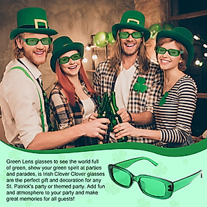 8 Pairs St Patrick's Day Green Sunglasses Rectangle Sunglasses Irish Retro Sunglasses Vintage Square Sunglasses for Men Women St Patrick's Day Party Favor Gift Supplies