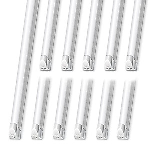 Barrina (Pack of 10 LED T5 Integrated Single Fixture, 8FT, 5000LM, 6500K (Super Bright White), 45W, Linkable LED Shop Light, Led Garage Light, Corded Electric with ON/Off Switch, ETL Listed