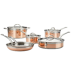 Hestan - CopperBond Collection - 100% Pure Copper 10-Piece Ultimate Cookware Set, Induction Cooktop Compatible