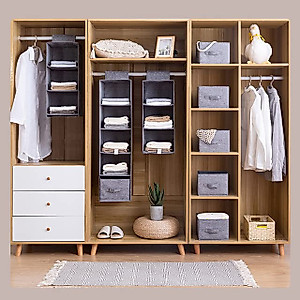 PUiKUS Closet Hanging Shelves - Clothes Organizer and Storage for Sweater Jeans Shirt - Dorm Wardrobe Nursery Rv Room - Kids Closet Hanging Accessories | 5-Shelf Drawers Hanger