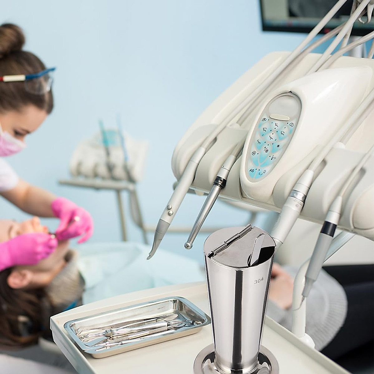 Scicalife Stainless Disinfection Case, Forceps Jar Stainless Steel Forceps Instruments Tweezers Holder Tube for Tattoo Cotton Ball Gauze Tampon(9cm)