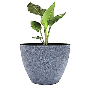 La Jolie Muse Flower Pots Outdoor Planters Indoor Modern Garden Planters W/ Drain Hole,Weathered Grey(8.6 inches, Pack 1)