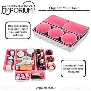 CreekView Home Emporium Basket Organizing Bins - 8pc Felt Fabric Closet Organizer Bin Set - Office Desk Drawer Dividers