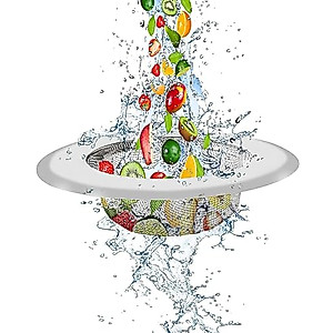 Stainless Steel Kitchen Sink Strainer Large Wide Rim 4.5" Set of 2