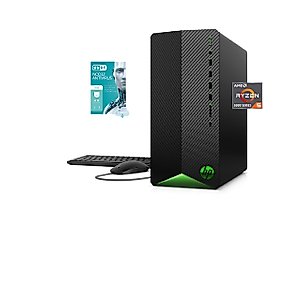 HP Pavilion Gaming Desktop PC - AMD 6-Core Ryzen 5 5600G Processor, AMD Radeon RX5500, 8GB RAM, 256GB PCIe NVMe SSD, Win 10 Home (Renewed)