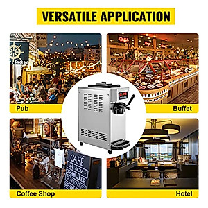 VEVOR Commercial Ice Cream Maker Mchine For Home,4.7 to 5.3 Gal/H Soft Serve Machine,1500W Countertop Soft Serve Ice Cream Machine with 1.6Gal Tank, LCD Panel, 6 Magic Heads