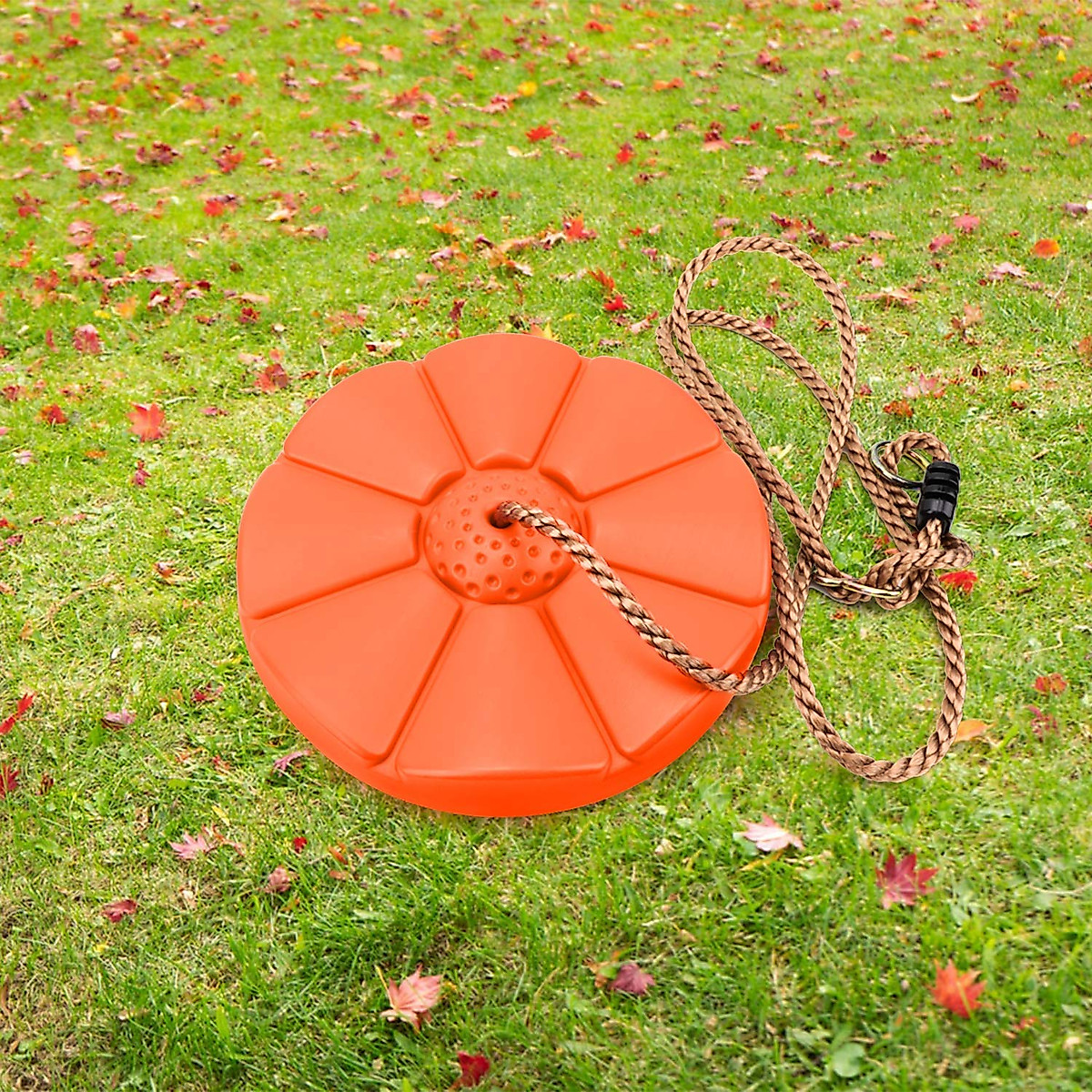 Sorbus Disc Seat Swing - Kids Monkey Rope Tree Zip Line Swings for Play Set, Tree, Outdoor Backyard, Playground Fun, Orange