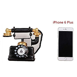 7 inch Creative Retro Telephones European Resin Rotary Dialing Telephone Decoration Cafe Bar Window Decorative Home Decoration Props (L: 7 1/4 inch X W: 3 1/8 inch X H: 6 1/4 inch)