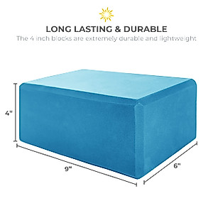 Sunshine Yoga 4" Yoga Block, 10 Pack Bulk EVA Foam Yoga Blocks, Firm and Supportive Yoga Brick for Stretching and Workout, Balance Foam for Schools and Studios, 4" x 6" x 9", Oceanside