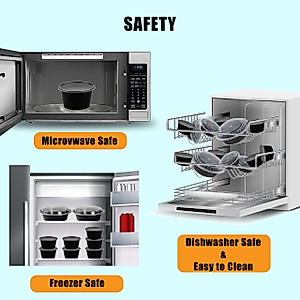 Restaurant Boxes 16 oz Meal Prep Round Black Containers with Clear Lids - 150 Sets, Disposable Food Containers, To Go Food Container, Take Out Food Containers