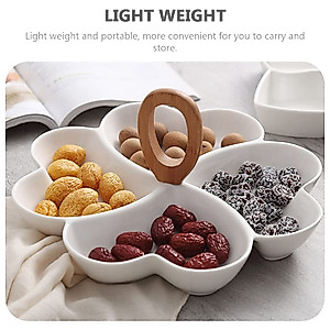 Cabilock Heart-shaped Dim Sum Plate Veggie Dip Fruit Basket Bowl Snack Serving Plate Divided Appetizer Tray Appetizer Serving Tray Porcelain Jewelry Plate Food White Ceramics Bamboo Camping