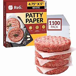 (1100 Pack) Reli. Hamburger Patty Paper (4.75" x 5",Square) | Wax Paper Squares | Food Grade Patty Paper, Parchment Paper Sheets | Non-Stick Paper for Burger Press, Deli/Butcher Meat, Resturant-Grade