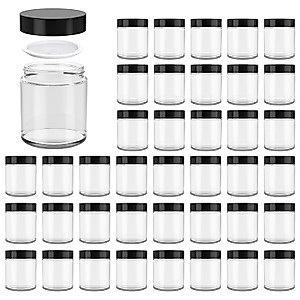 Hoa Kinh 4oz Glass Jars With Lids, Mini Round Canning Jars Wide Mouth, 40 Pack, Empty Cosmetic Bottles for Storage Creams, Beauty Products, Lotion, and Ointments
