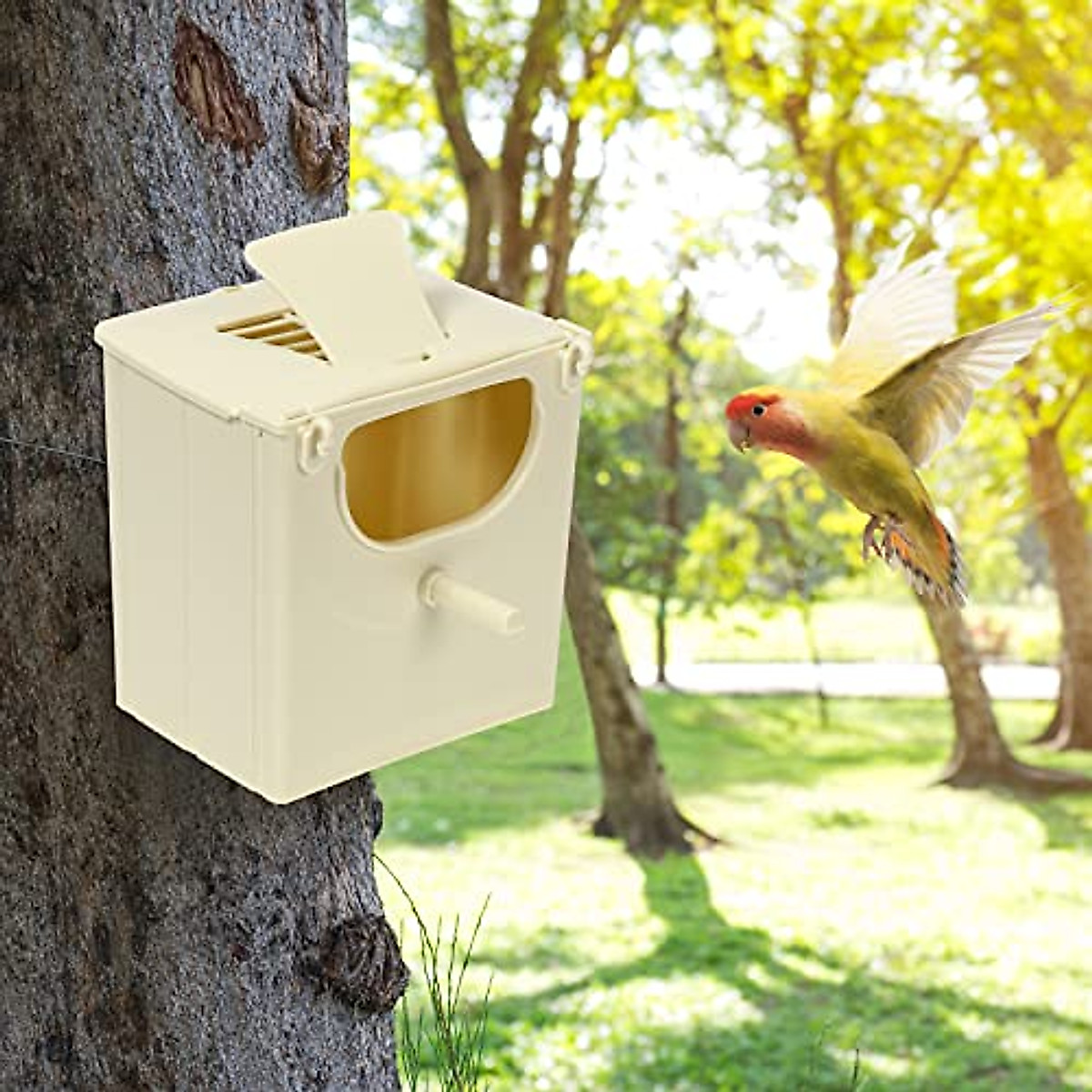 POPETPOP Parakeet Nesting Box, Bird Nest Breeding Box Bird Hut Cage Mounted Plastic Nesting Boxes for Cockatiel Budgie Parrot 2Pcs Bird Cage