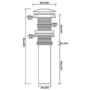 Beelee Bathroom Sink Drains Pop Up Drain with Overflow for Vanity Vessel Sinks Without Overflow, Antique Brass Finish,BLDW9440A