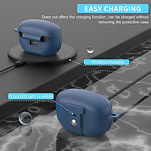 Secure Lock Case for Sony WF-1000XM5 Earbuds(2023), WOFRO Shockproof Anti-Scratch Silicone Protective Cover Skin Designed for Sony WF1000XM5 Sony XM5 Wireless Earbuds with Lanyard&Keychain (Blue)