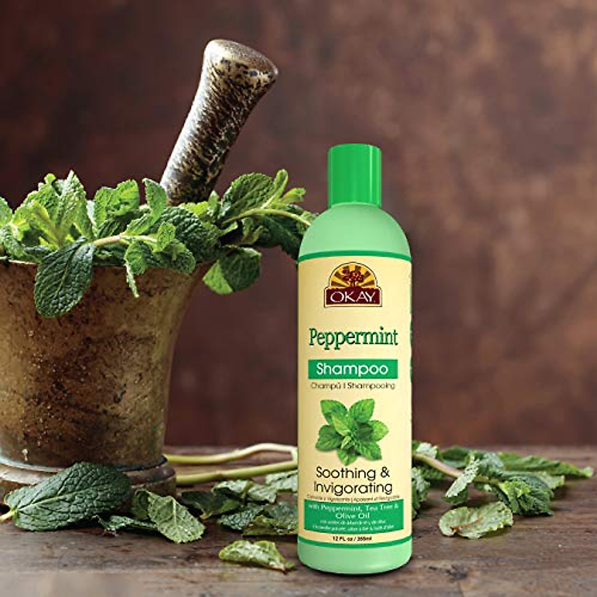 OKAY PEPPERMINT Soothing and Invigorating SHAMPOO 12oz / 355ml
