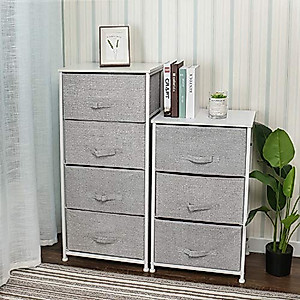 4-Drawer Storage Organizer Unit Dresser Storage Tower with Metal Frame for Clothing, Sweaters, Jeans, Blankets - White
