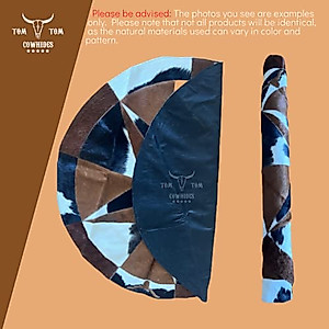 TOM TOM COWHIDES Rug Leather Star Cow Hide Patchwork Area Round Carpet 40, Brow