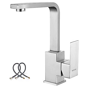 WOWOW Bar Faucets Stainless Steel Modern Bar Sink Faucet Single Hole Prep Kitchen Faucet Brushed Nickel Single Handle Lavatory Sink Faucet Mixer Small Kitchen Tap