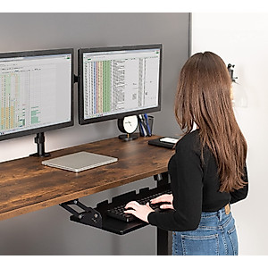 VIVO Large Under Desk 27 x 11 inch Computer Keyboard and Mouse Tray with Swinging Height Adjustment, 12 Settings, Platform Drawer for Typing, Black, MOUNT-KB08S